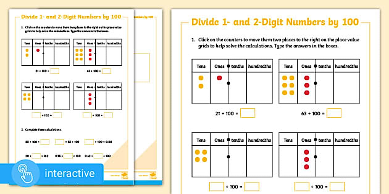 👉 Digital PDF White Rose Maths Y4 Divide 1 or 2-Digits by 100
